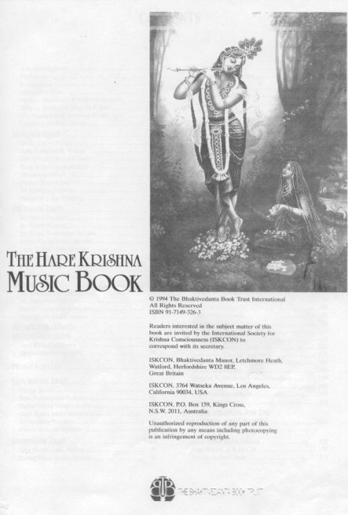 Hare Krishna Music Book (BBT.1994). Сборник вайшнавских песен с нотами (на англ.языке)